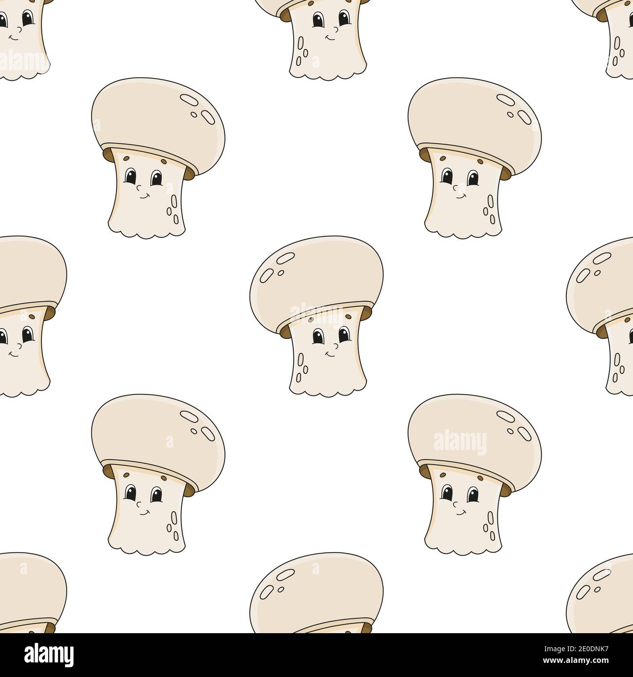 Colored seamless pattern with cute cartoon character. Simple flat ...