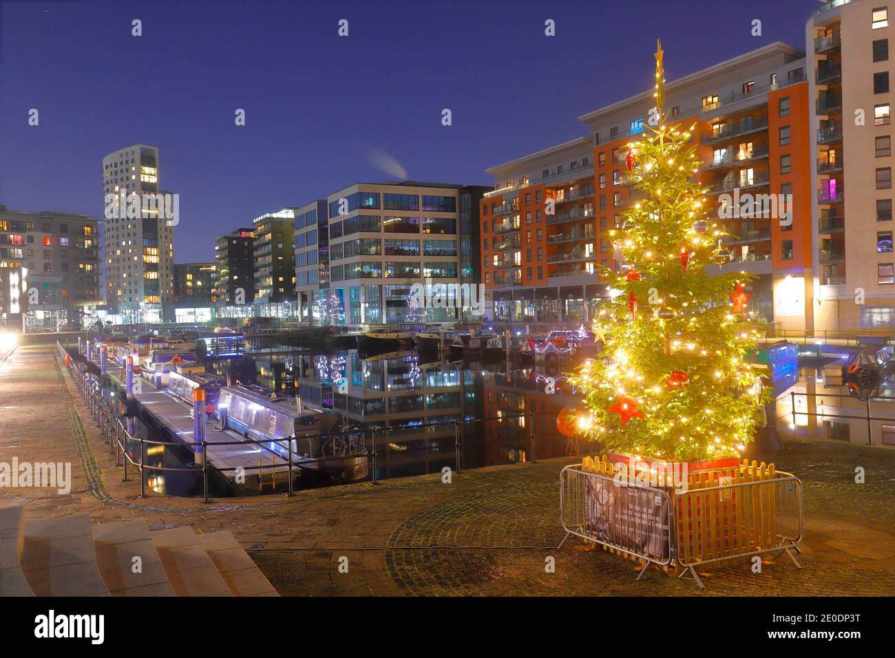 An illuminated Christmas tree outside the Royal Armouries Museum at ...