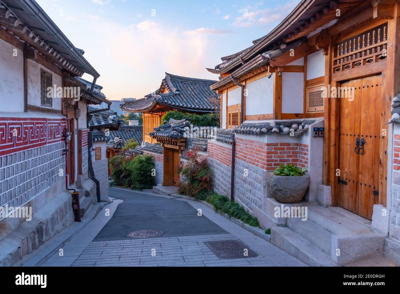 Street at Bukchon hanok village in Seoul, Republic of Korea Stock Photo ...