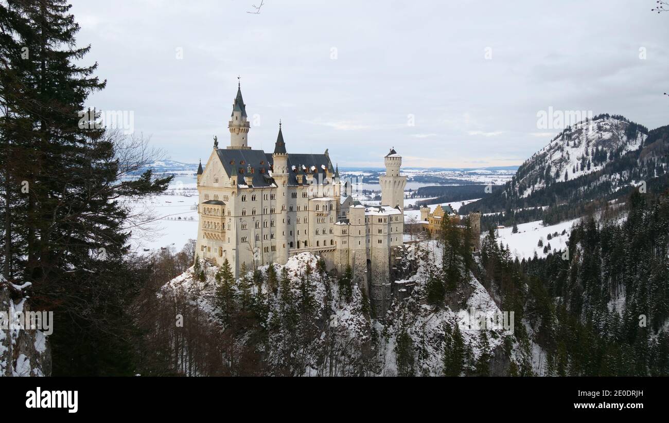 Füssen, Germany: Neuschwanstein castle in winter Stock Photo - Alamy