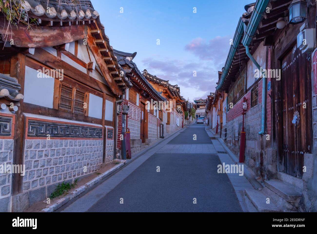 Street at Bukchon hanok village in Seoul, Republic of Korea Stock Photo ...