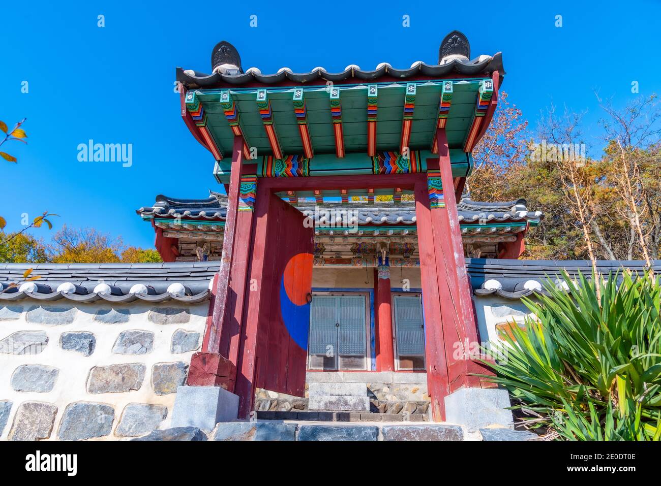 Historical houses at busosanseong fortress in Buyeo, Republic of Korea ...