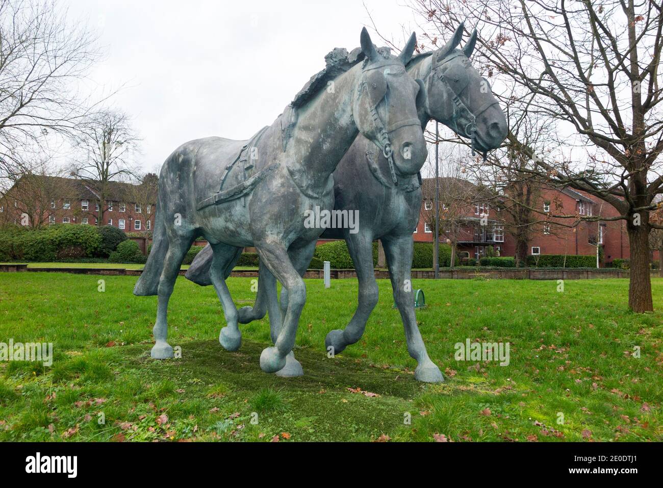 Sculpture titled Windsor Greys Daniel and Storm (of two carriage horses ...