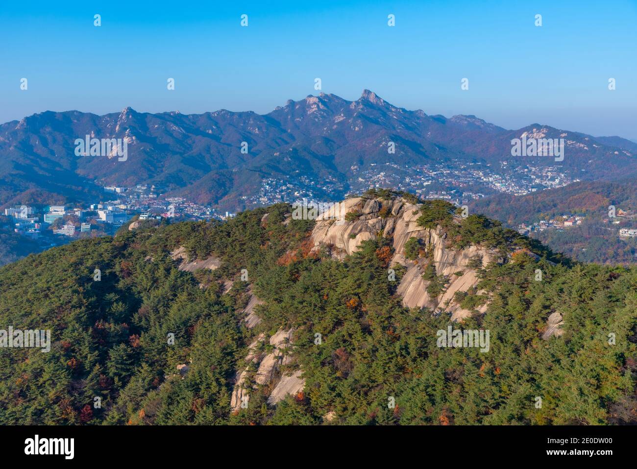 Bukhansan national park viewed from Inwangsan mountain in Seoul ...