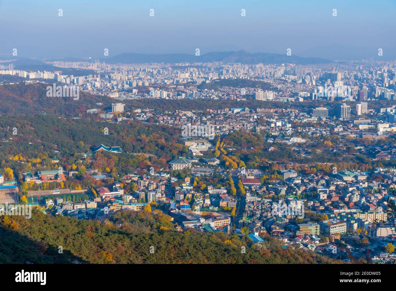 cityscape of Seoul from Inwangsan mountain, Republic of Korea Stock ...