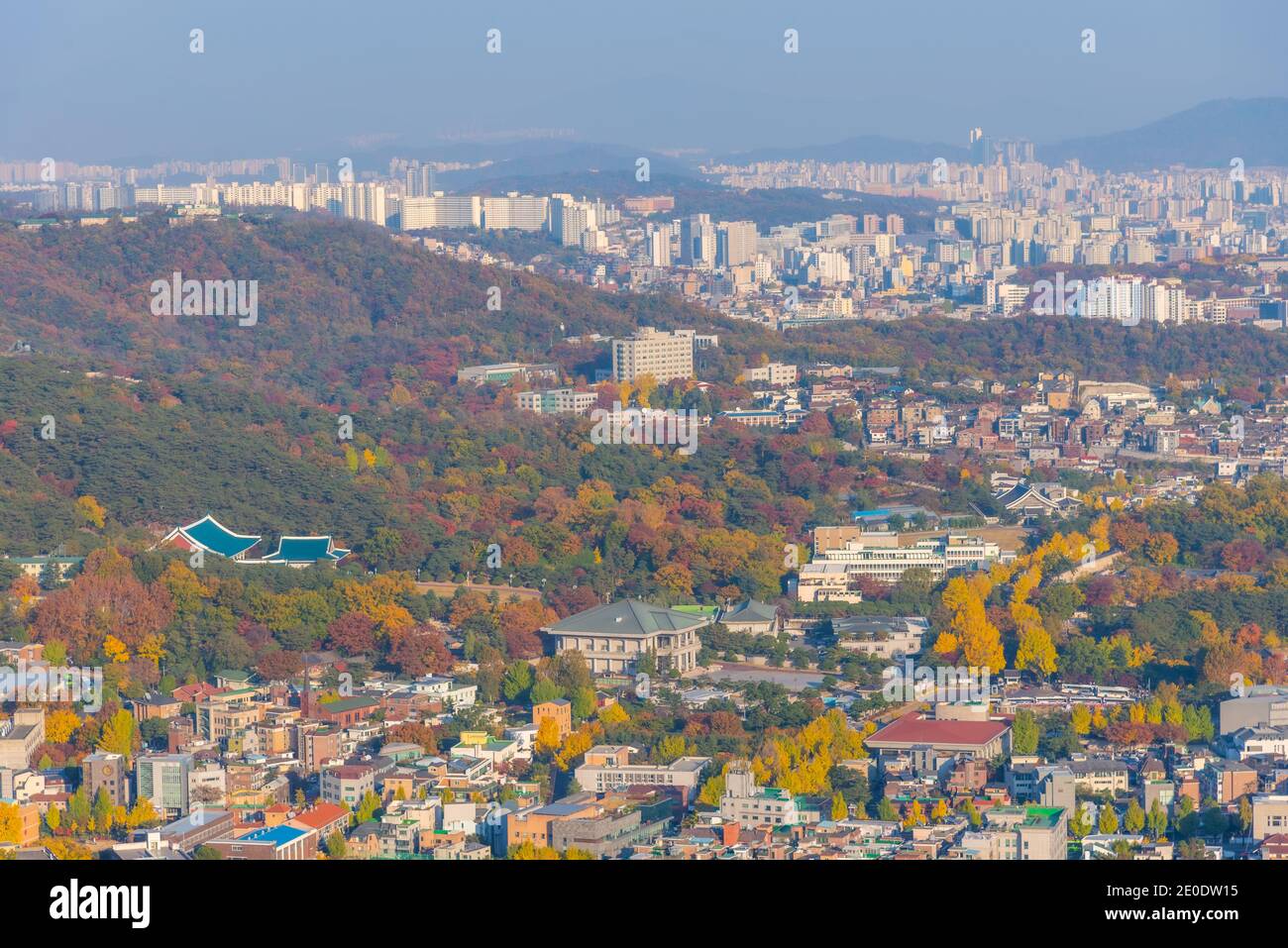 cityscape of Seoul from Inwangsan mountain, Republic of Korea Stock ...