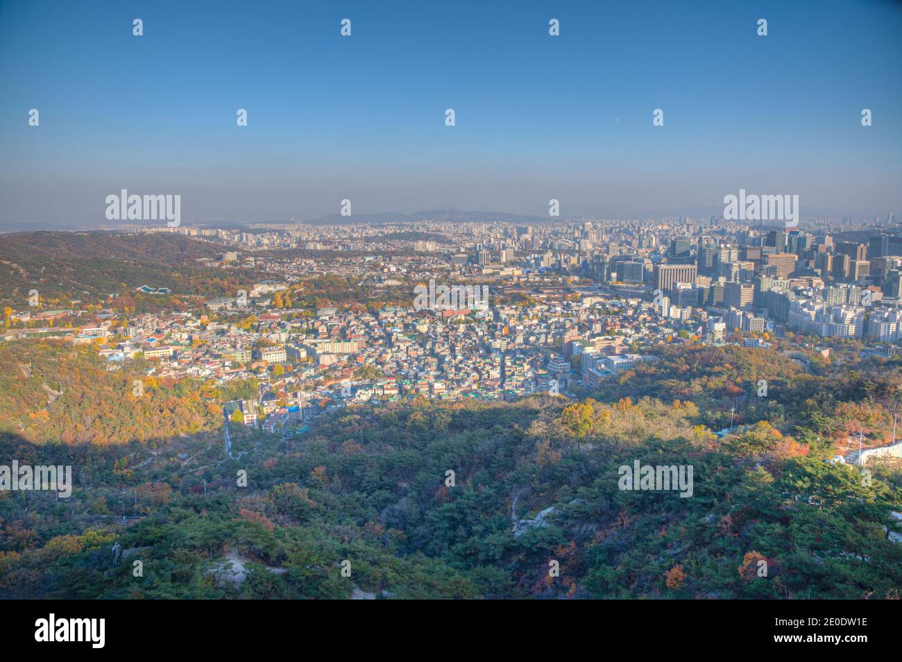cityscape of Seoul from Inwangsan mountain, Republic of Korea Stock ...