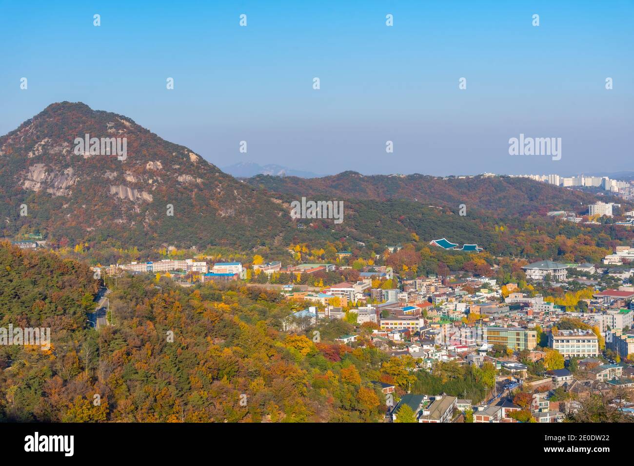 cityscape of Seoul from Inwangsan mountain, Republic of Korea Stock ...
