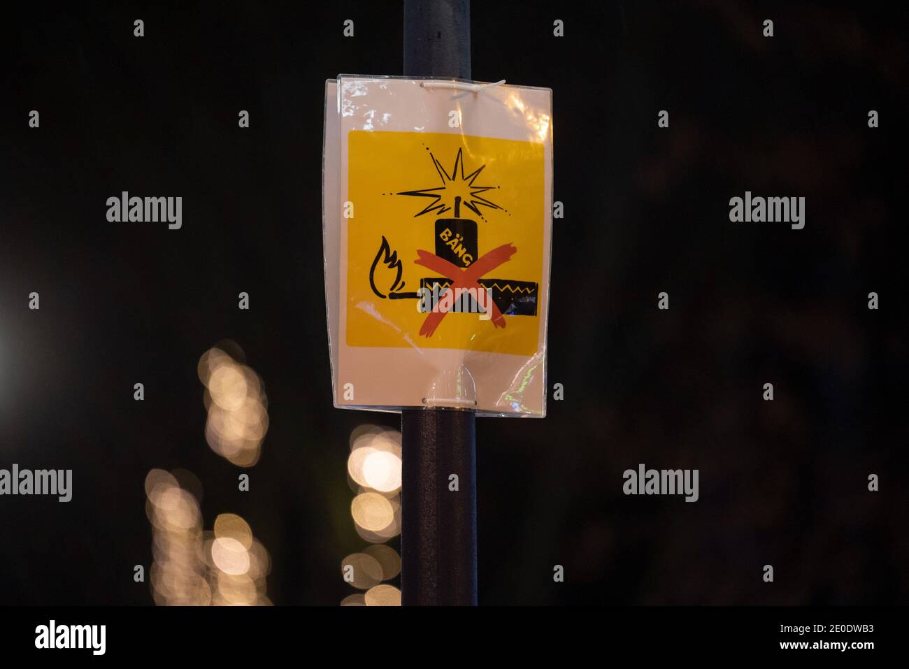 Dortmund, Germany. 31st Dec, 2020. A sign banning pyrotechnics is ...