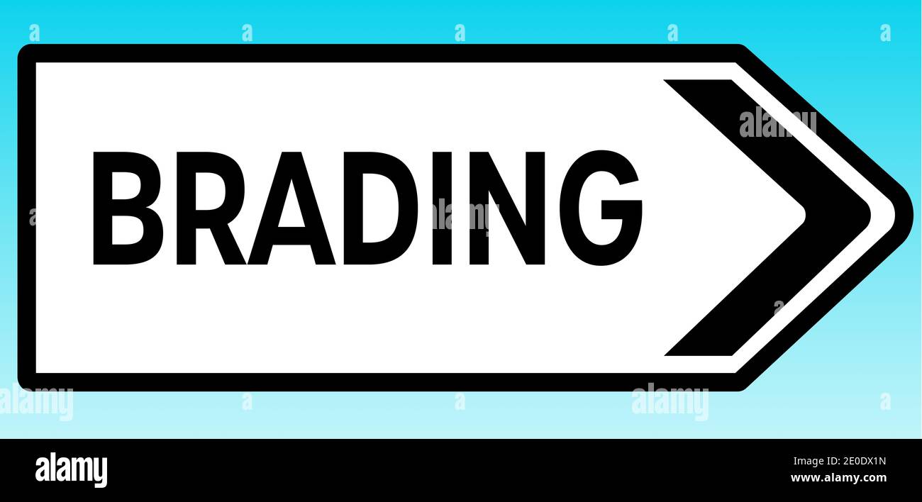 A graphic illlustration of a British road sign pointing to Brading ...