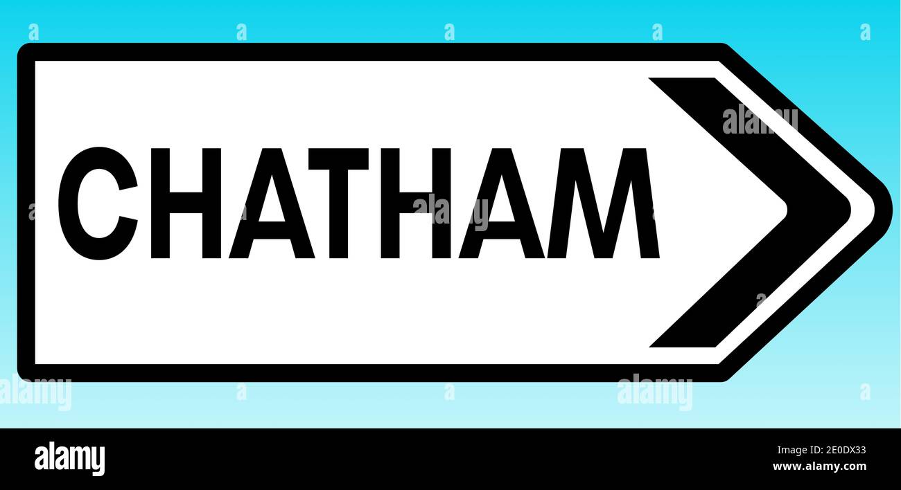 A graphic illlustration of a British road sign pointing to Chatham ...