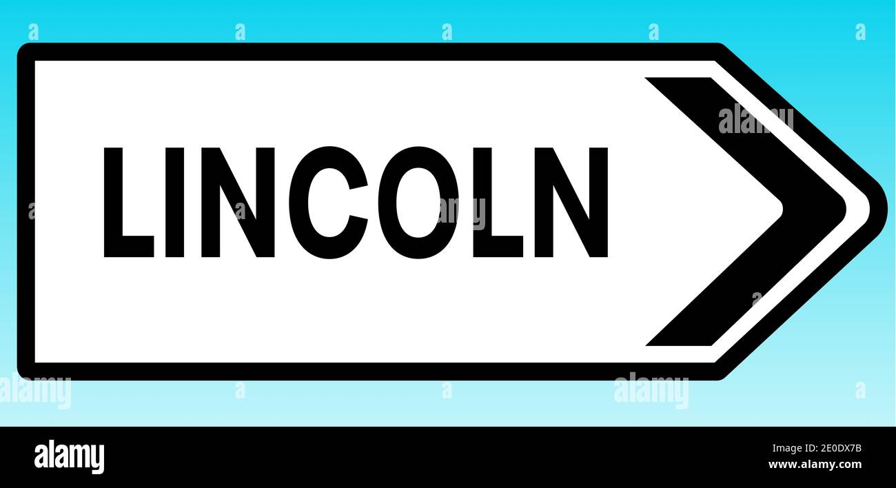 A graphic illlustration of a British road sign pointing to Lincoln ...