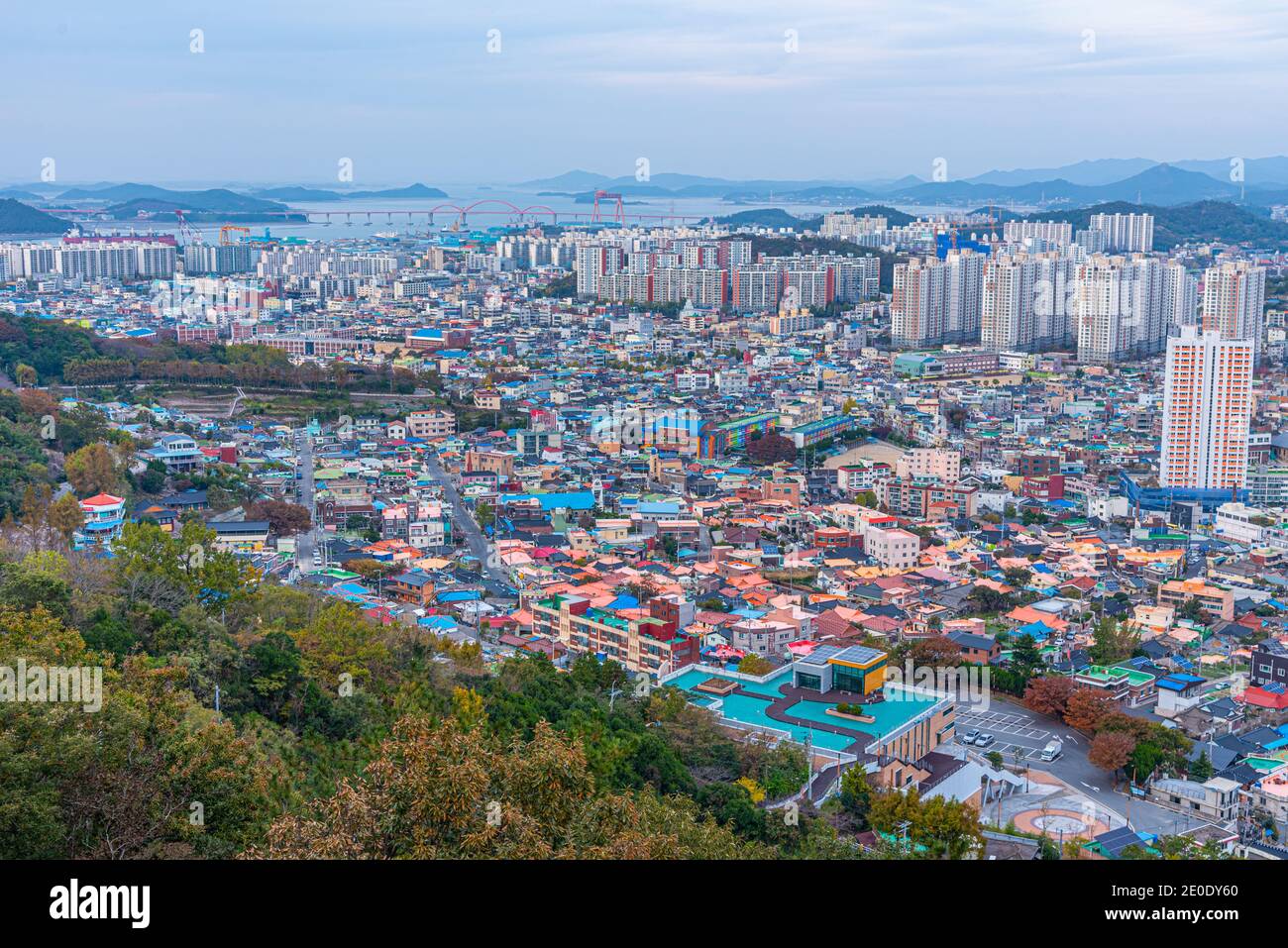 Sunset aerial view of Mokpo, Republic of Korea Stock Photo - Alamy