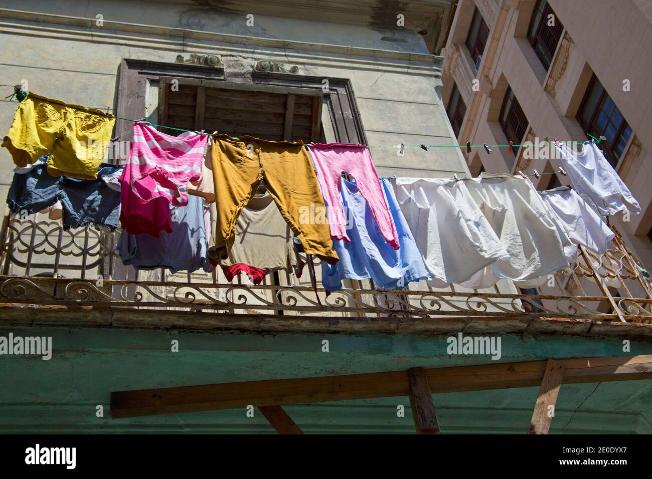 Clothes drying on apartment balcony hi-res stock photography and images ...