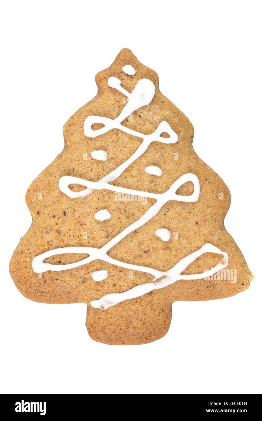 Gingerbread cookie in tree shape isolated on white background Stock ...
