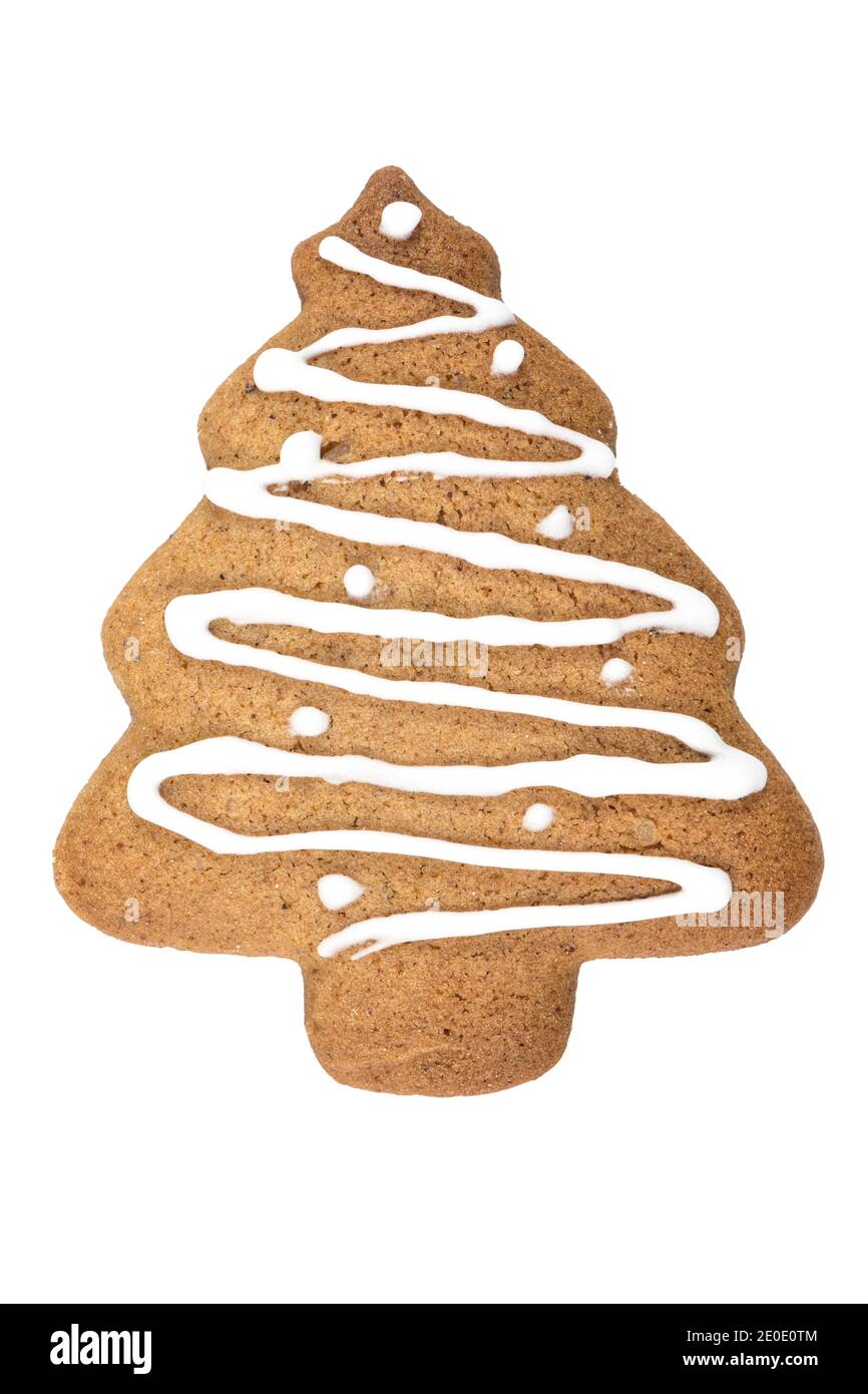 Gingerbread cookie in tree shape isolated on white background Stock ...