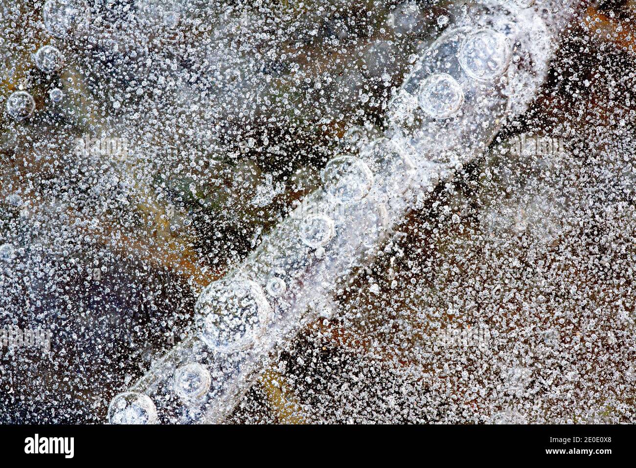 Ice on frozen pond Stock Photo - Alamy