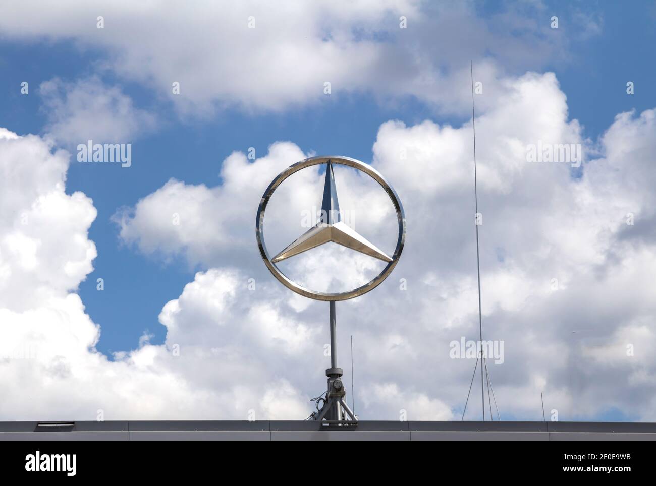 Nurnberg, GERMANY : Mercedes Benz logo close up on a dealer building. Mercedes-Benz is a German ...