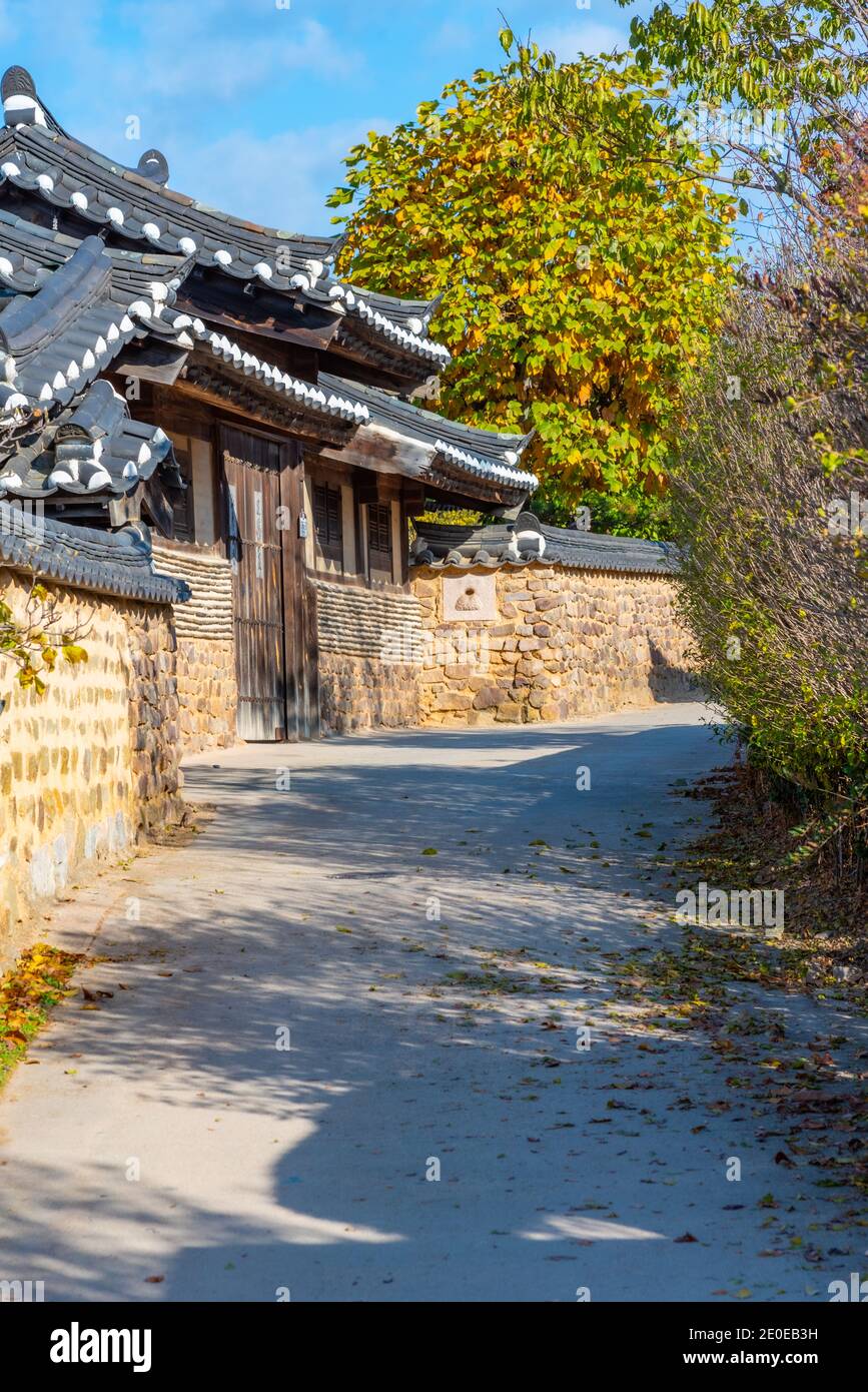 Traditional houses at Hahoe folk village in Republic of Korea Stock ...