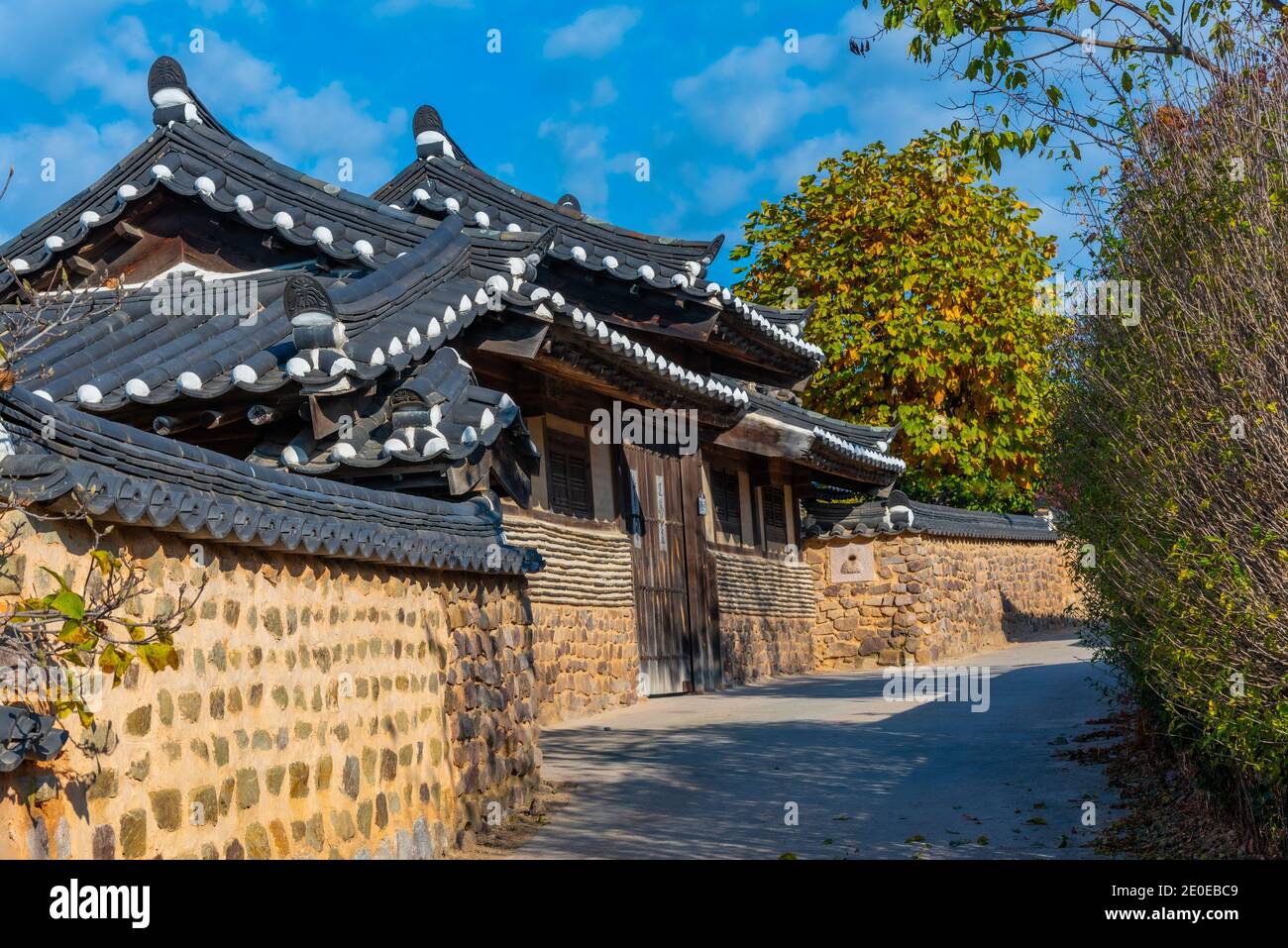 Traditional houses at Hahoe folk village in Republic of Korea Stock ...
