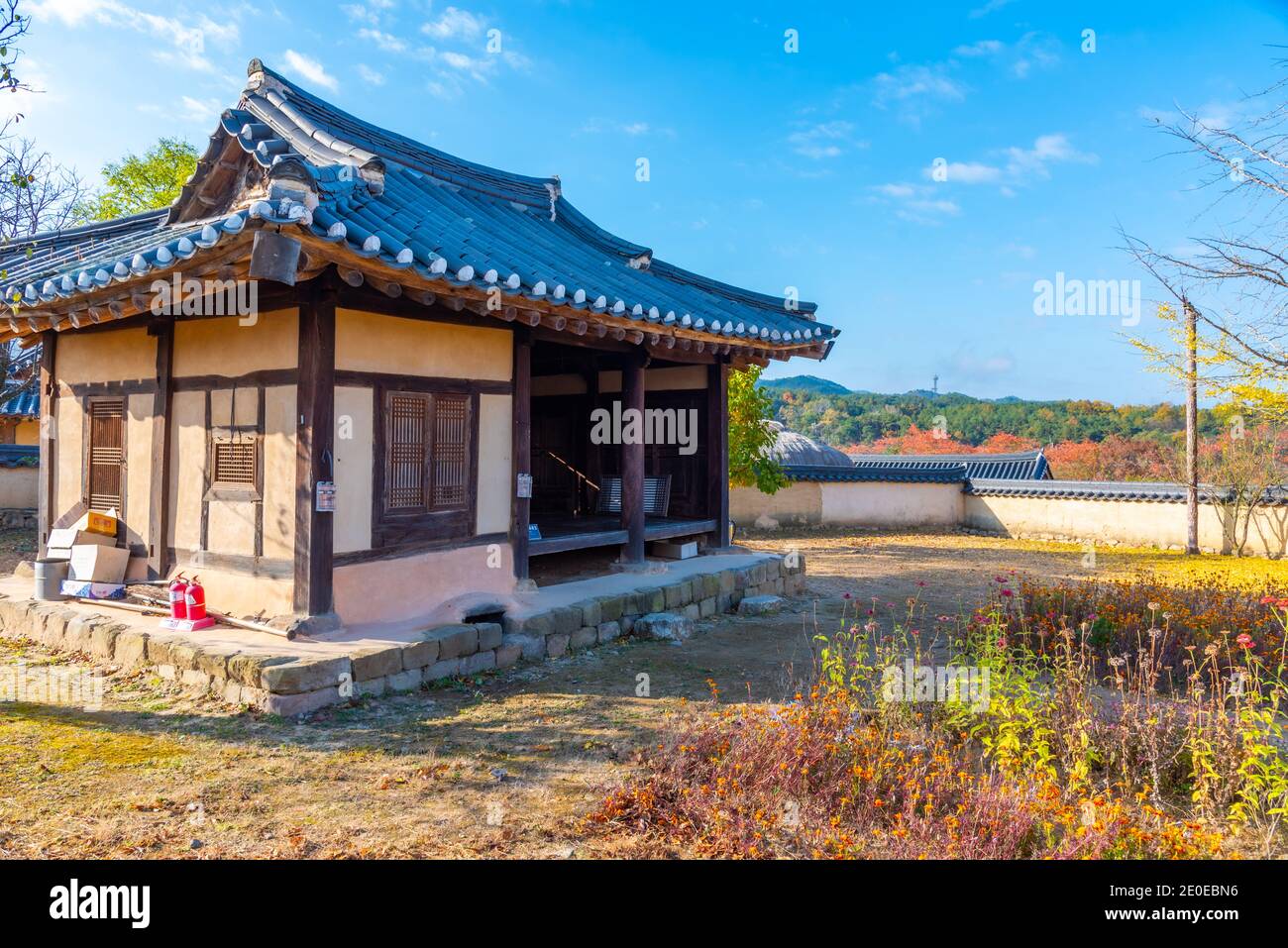 Traditional houses at Hahoe folk village in Republic of Korea Stock ...
