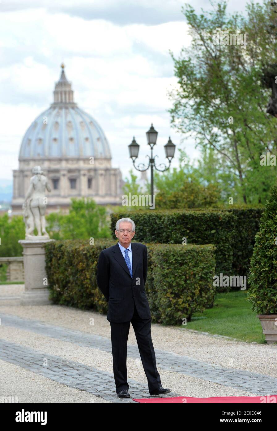 Italian Prime Mario Monti walks at Villa Pamphili garden in Rome, Italy ...