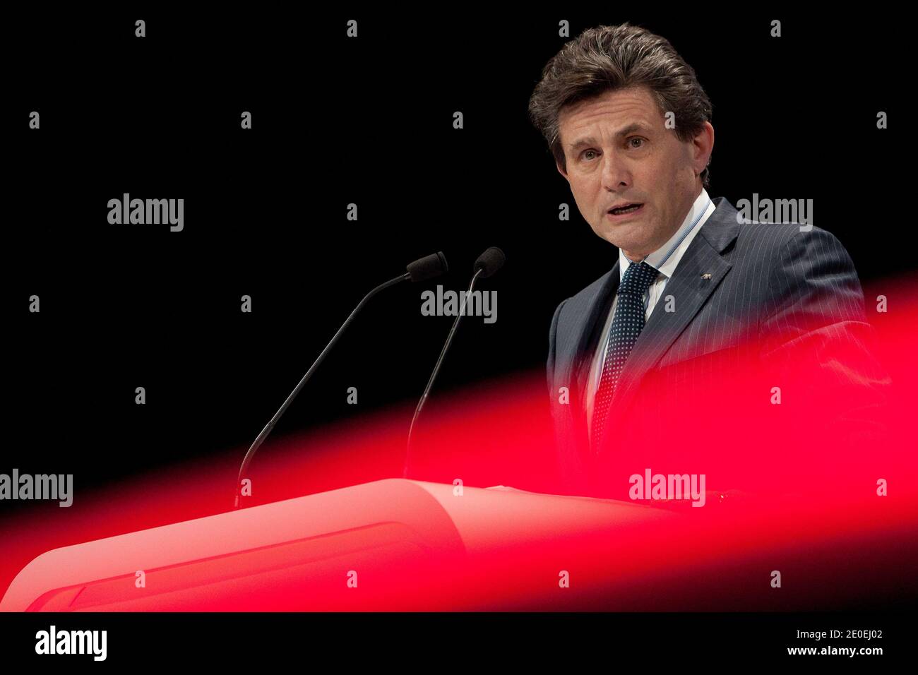 President of AXA, Henri de Castries delivers a speech during Axa ...