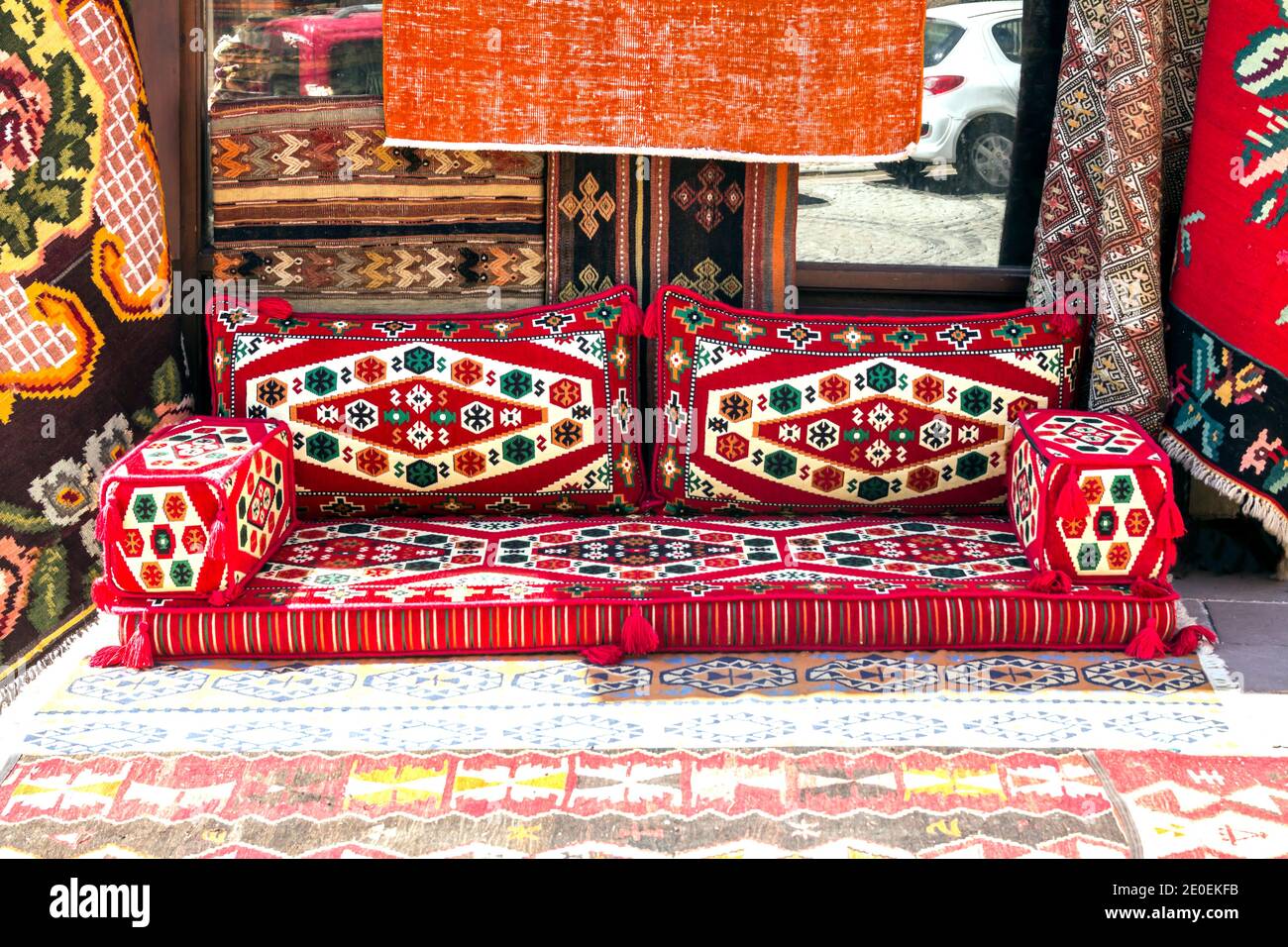 Handmade colorful Turkish sofas with traditional patterns in shop for ...