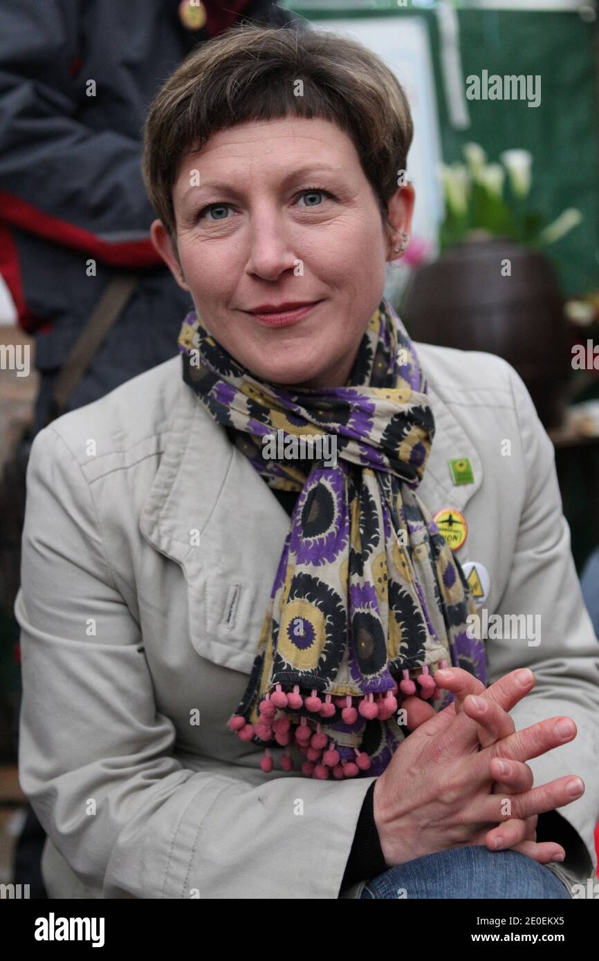 Marie Bove, EELV regional councillor is pictured as she meets Michel ...