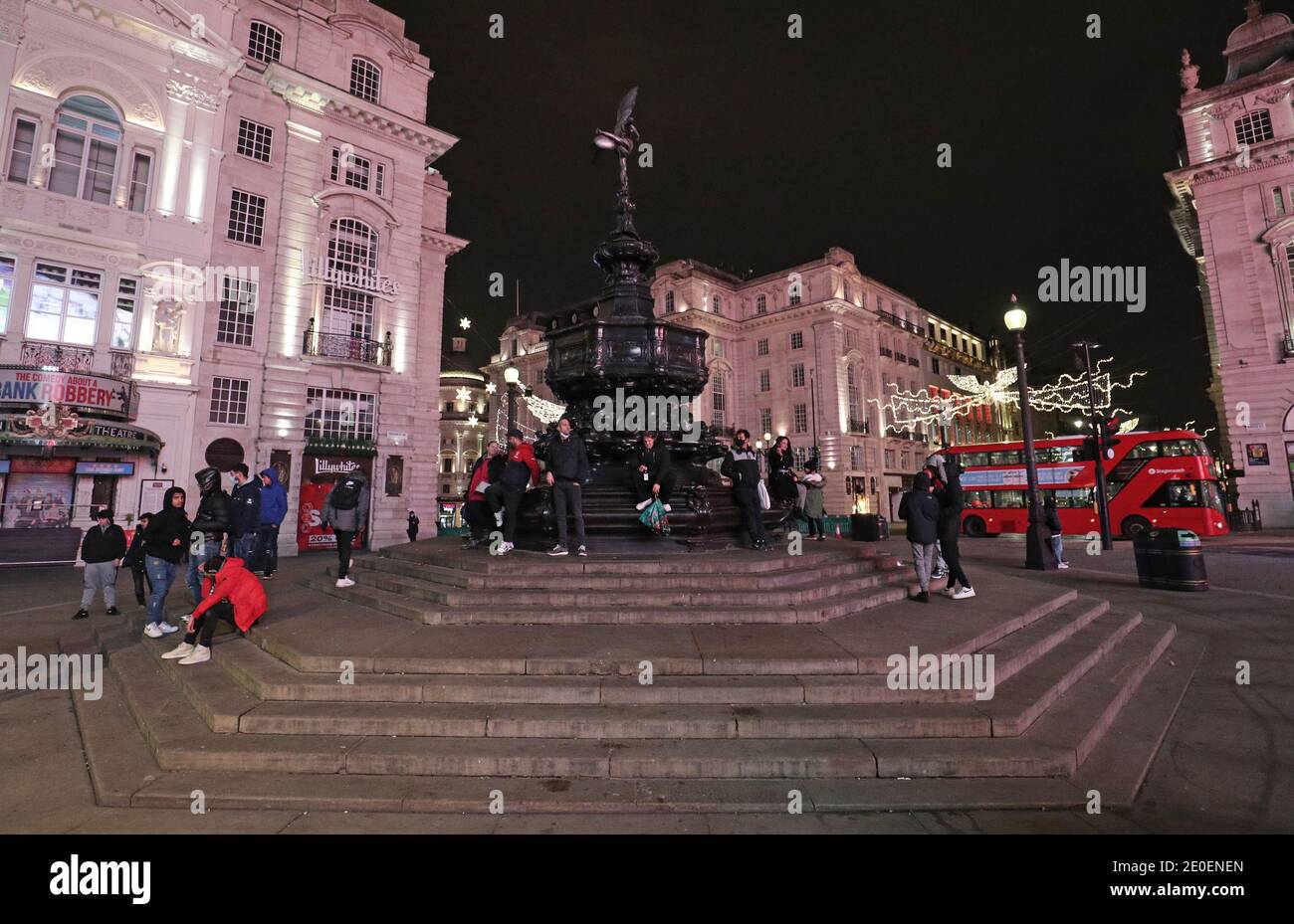 The statue of Eros in Piccadilly Circus in London, as London's New Year ...