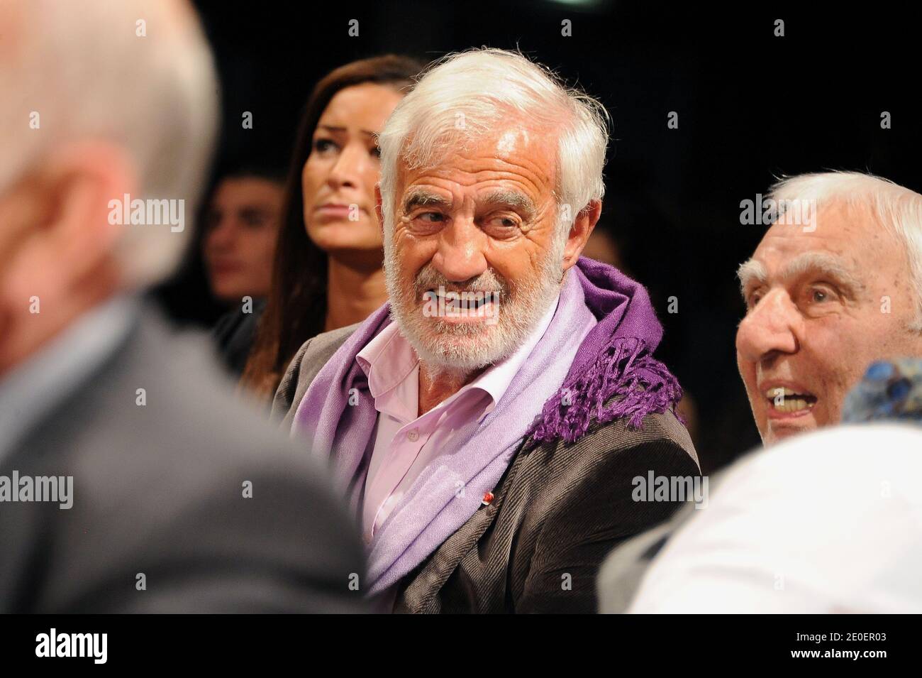 Jean-Paul Belmondo and Charles Gerard attending the boxing fight at ...