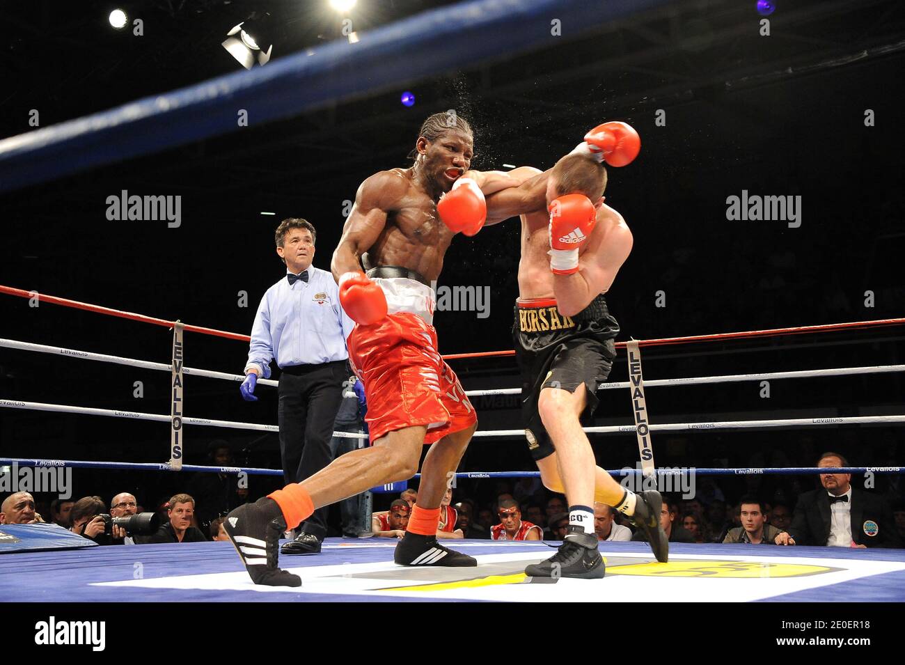 France's Hassan N'Dam connects with Ukrainian Maksim Bursak during the ...