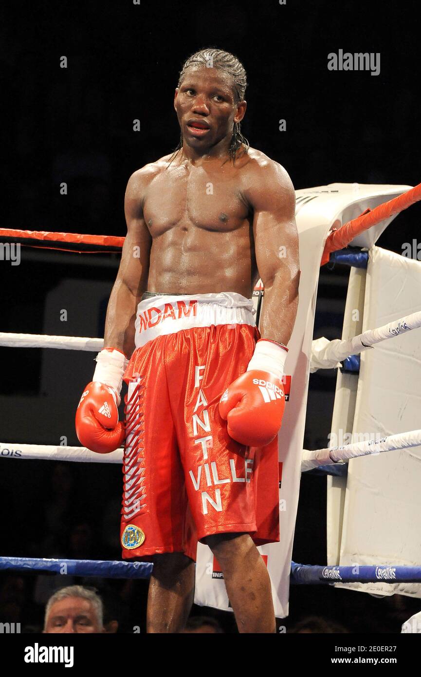 France's Hassan N'Dam connects with Ukrainian Maksim Bursak during the ...