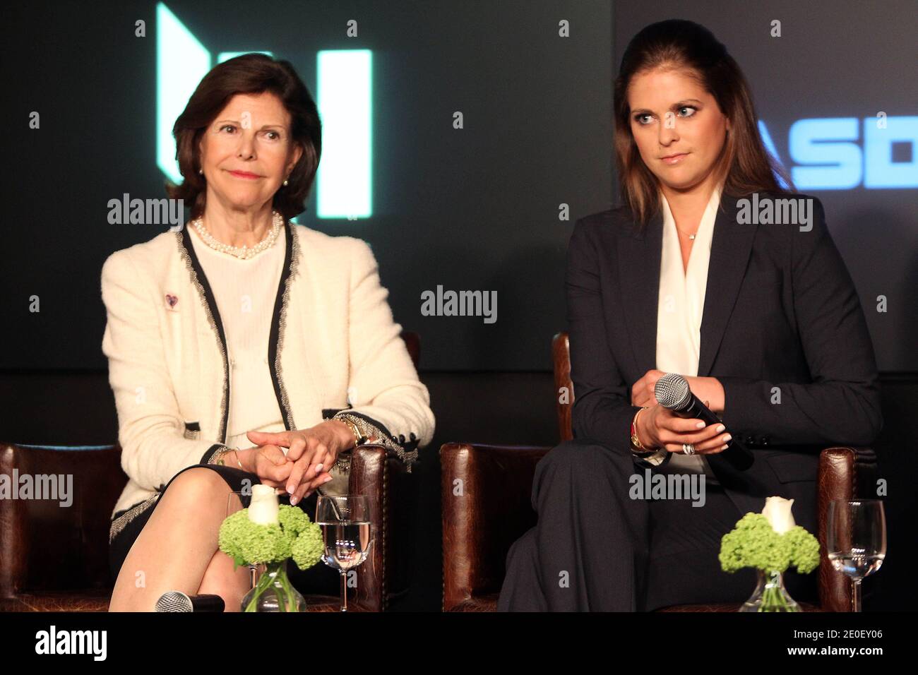 Queen Silvia of Sweden with her daughter Princess Madeleine and actress ...