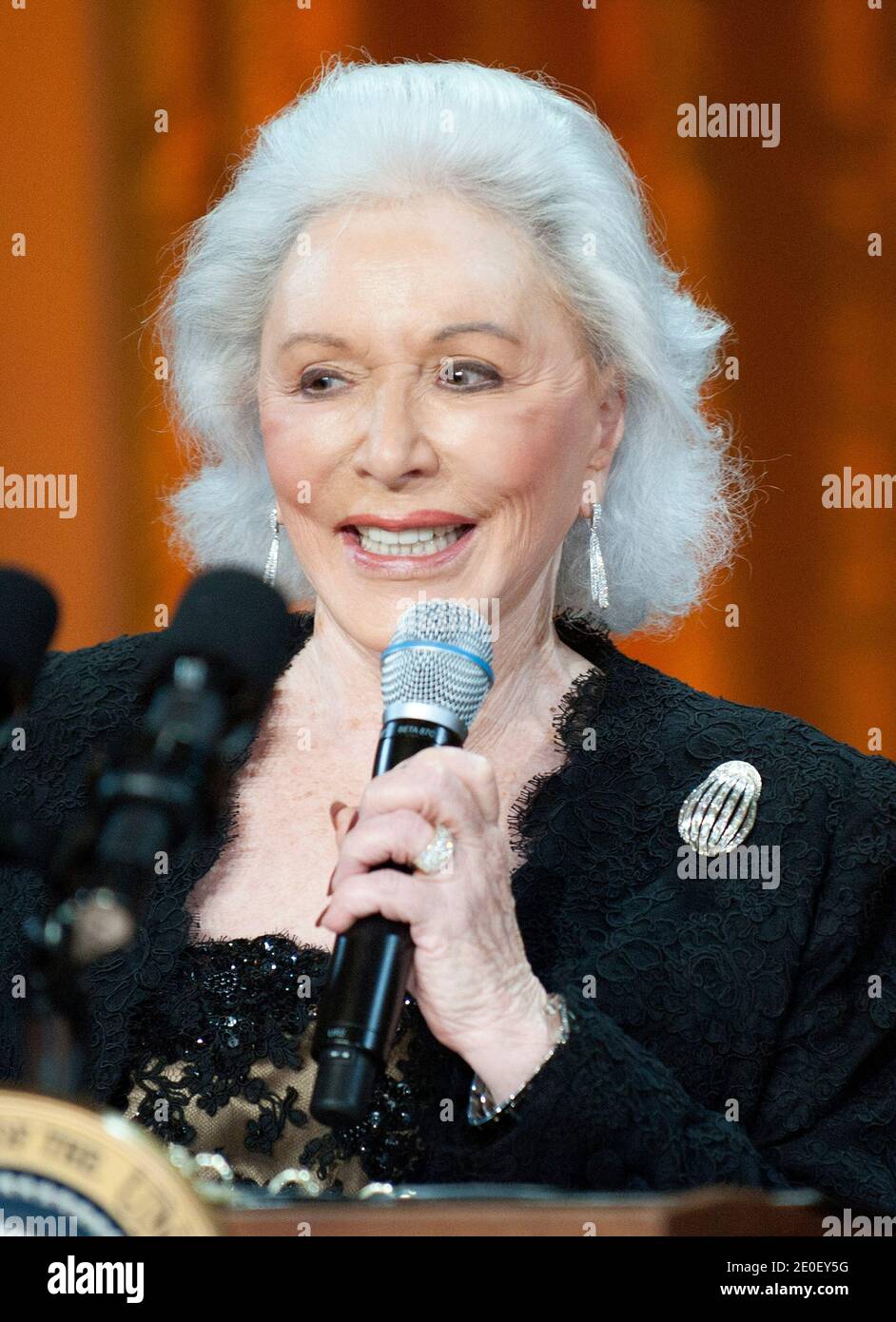 Eunice David, the wife of musician Hal David, delivers remarks after ...