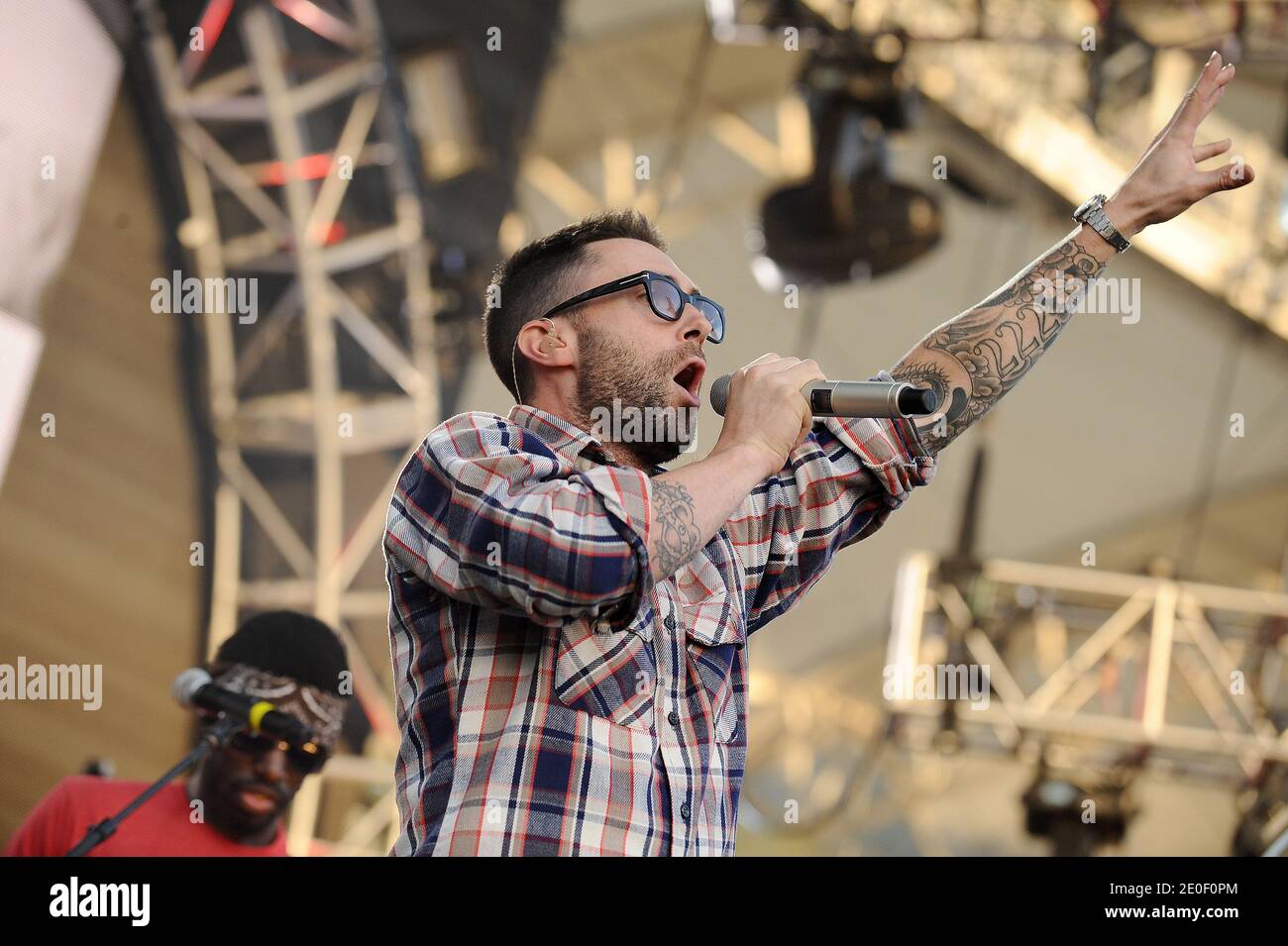 Adam Levine and Gym Class Heroes perform at the 2012 Wango Tango at the ...