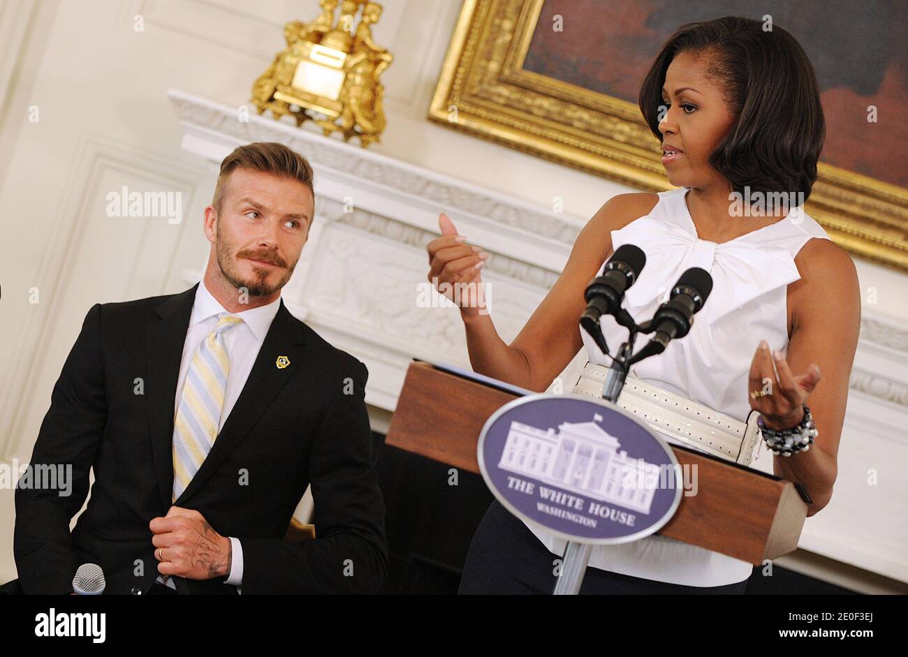 First Lady Michelle Obama delivers remarks at a Let's Move! soccer ...