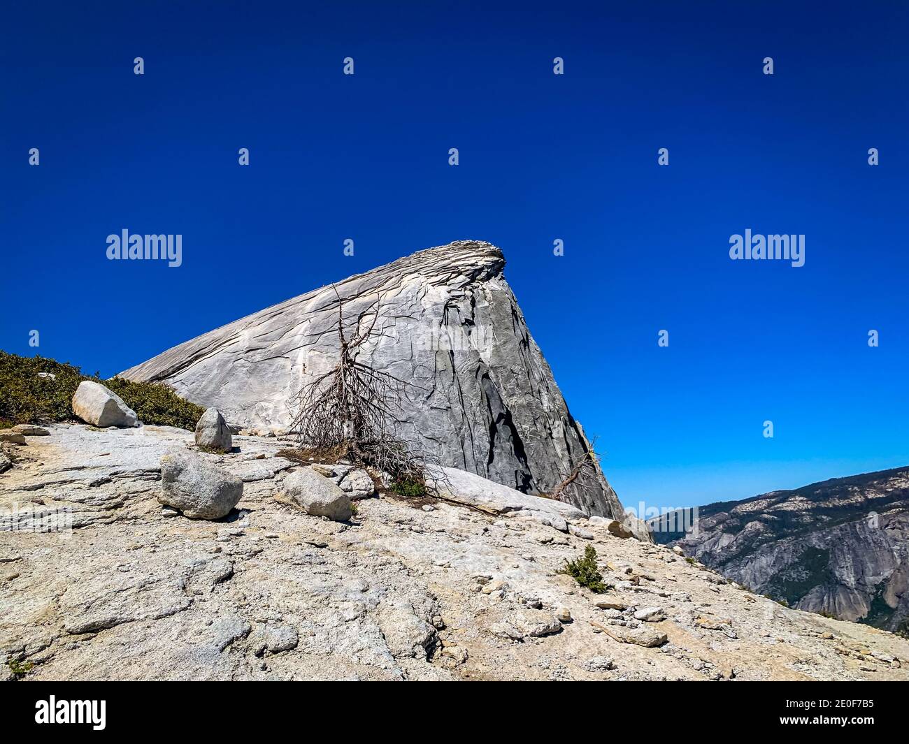 Half Dome viewed from Sub dome, with half dome cable visible, Yosemite ...