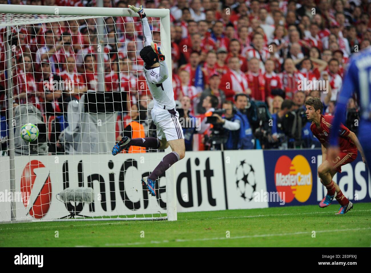 Bayern Munich's Thomas Muller scoring the 1-0 goal during the UEFA ...