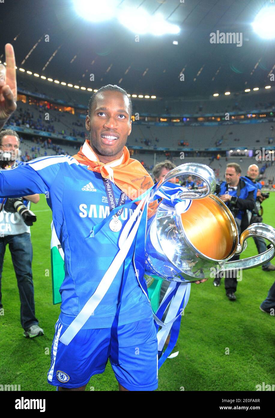 Chelsea's Didier Drogba celebrates with the trophy during the UEFA ...