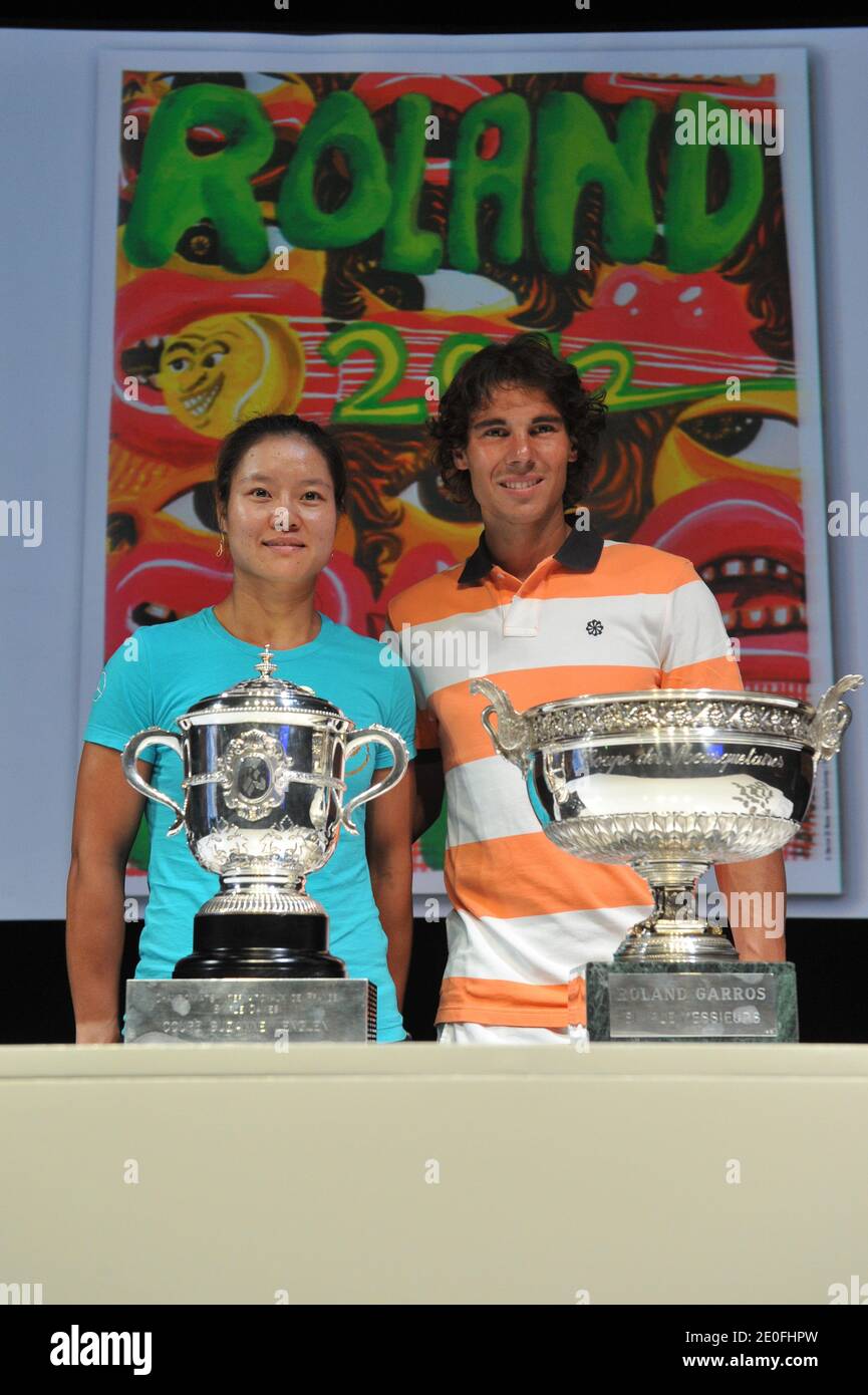 Chinese player Li Na (L) and Spanish player Rafael Nadal take part in ...