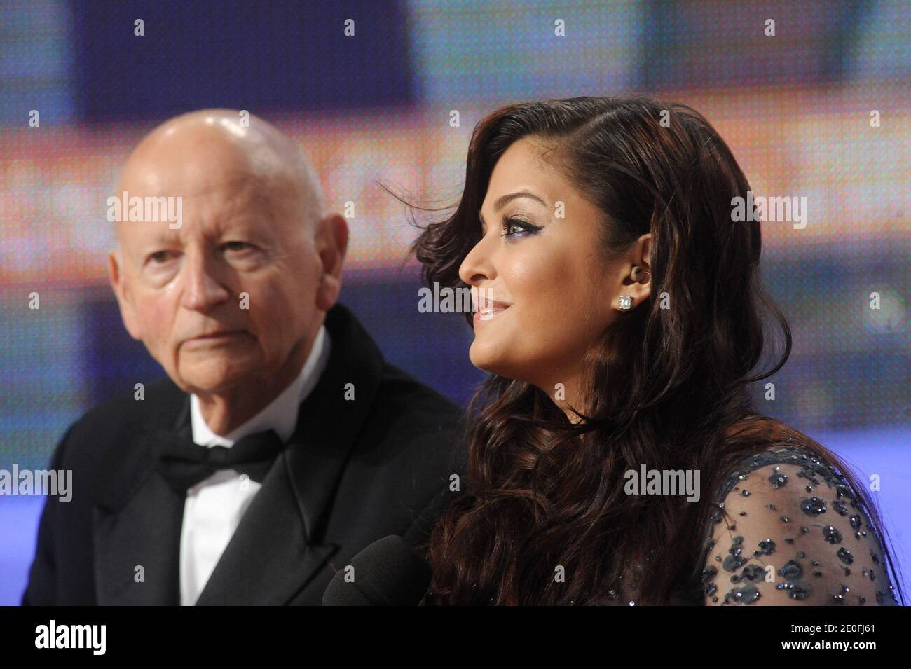 Gilles Jacob and Aishwarya Rai appearing on Canal + live TV show Le ...