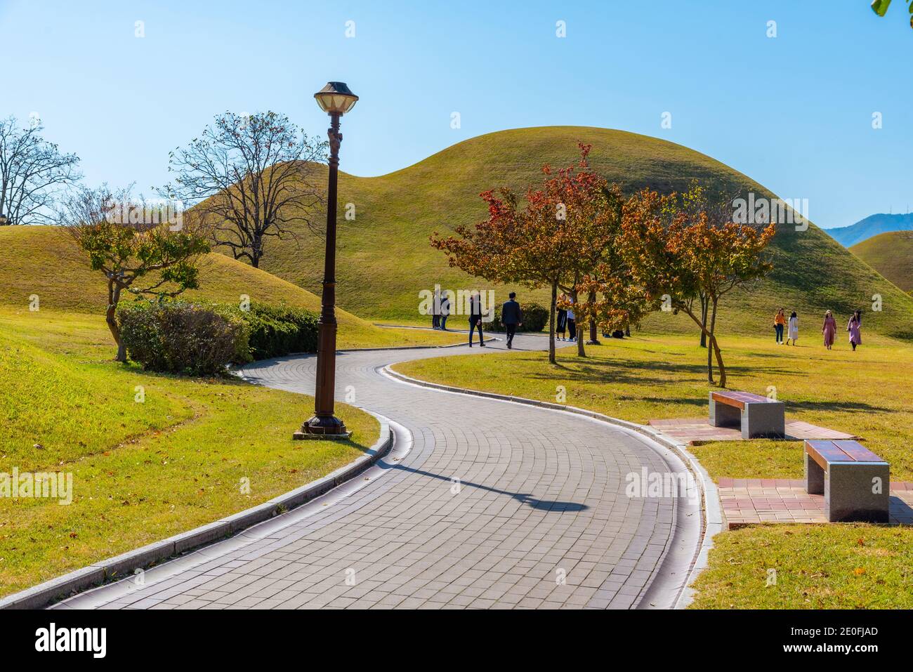 Tumuli park containing several royal tombs at Gyeongju, Republic of ...