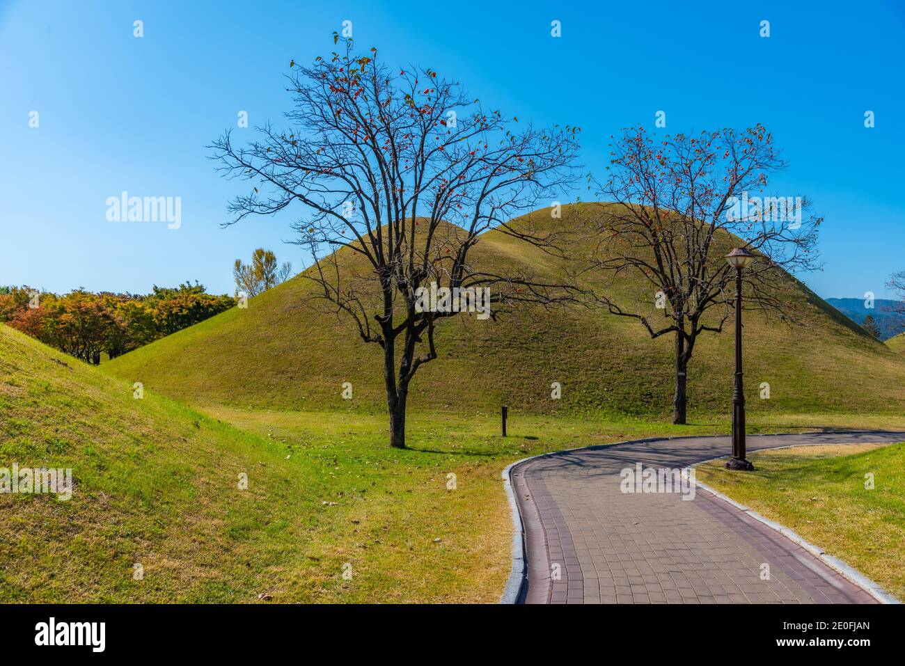 Tumuli park containing several royal tombs at Gyeongju, Republic of ...