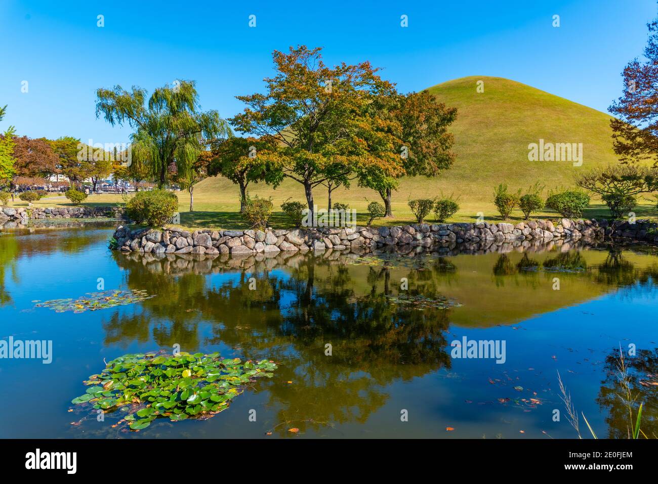 Tumuli park containing several royal tombs at Gyeongju, Republic of ...