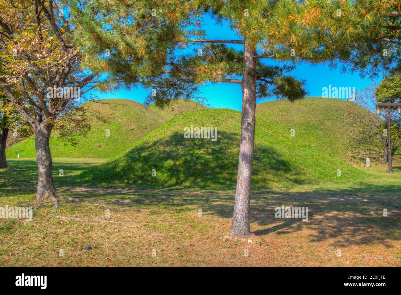 Tumuli park containing several royal tombs at Gyeongju, Republic of ...