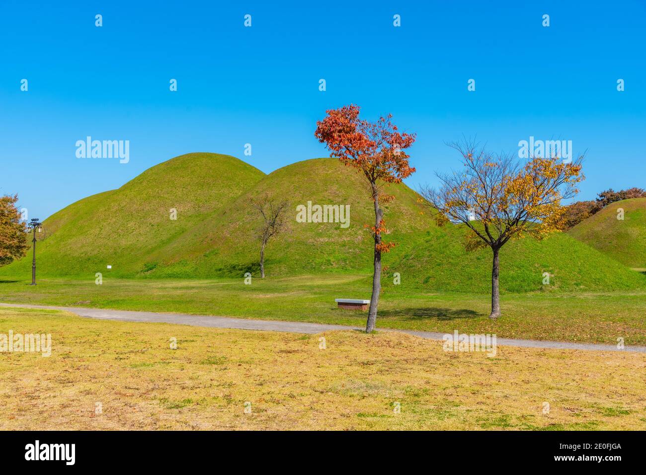 Tumuli park containing several royal tombs at Gyeongju, Republic of ...