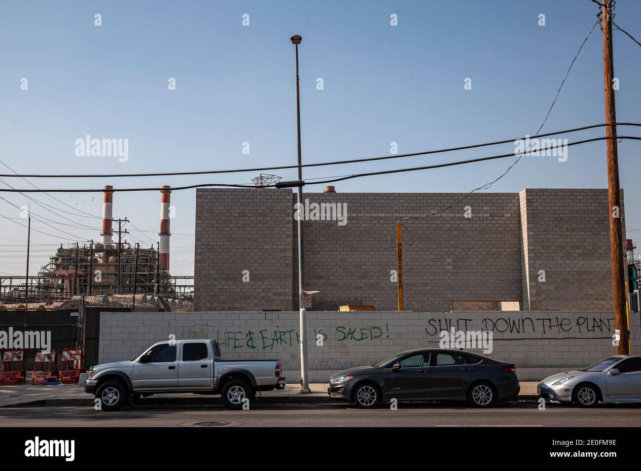 Graffiti outside the entrance to The Valley Generating Station which ...