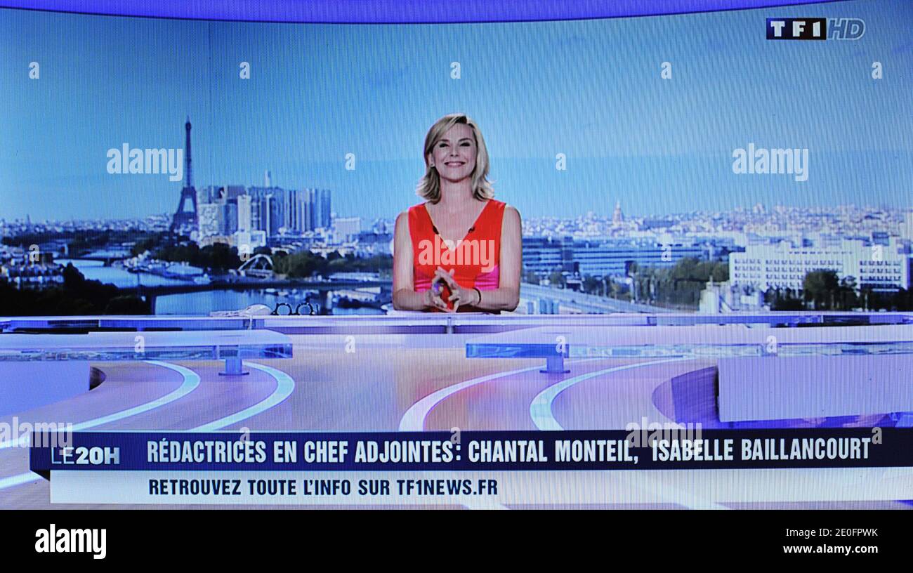 A screen grab taken from TV channel TF1 showing the last newscast of ...