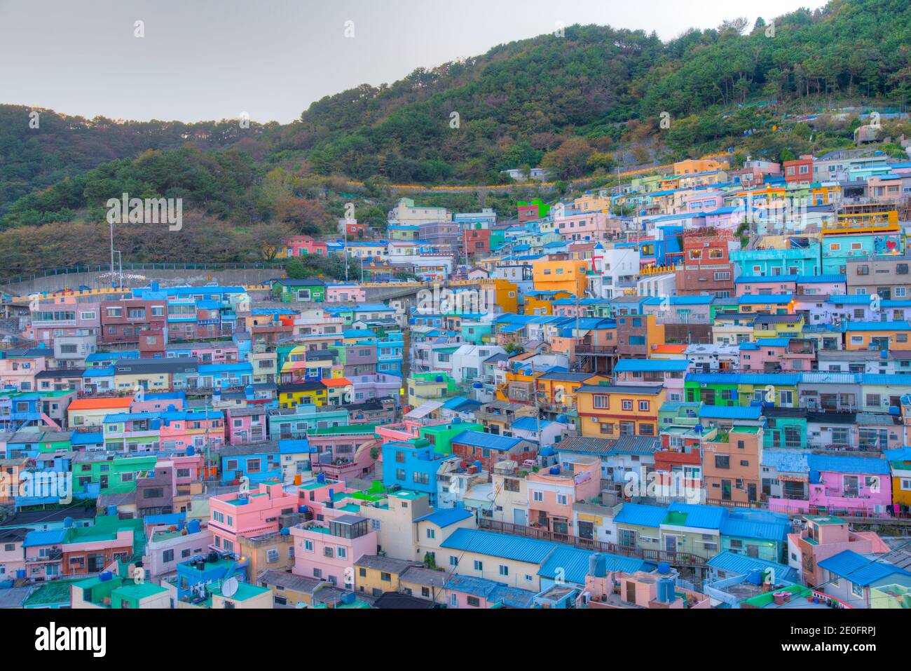 Colorful facades of houses at Gamcheon cultural village in Busan ...